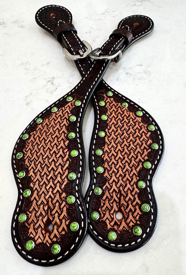 Ladies Tooled Leather Spur Straps - Etsy