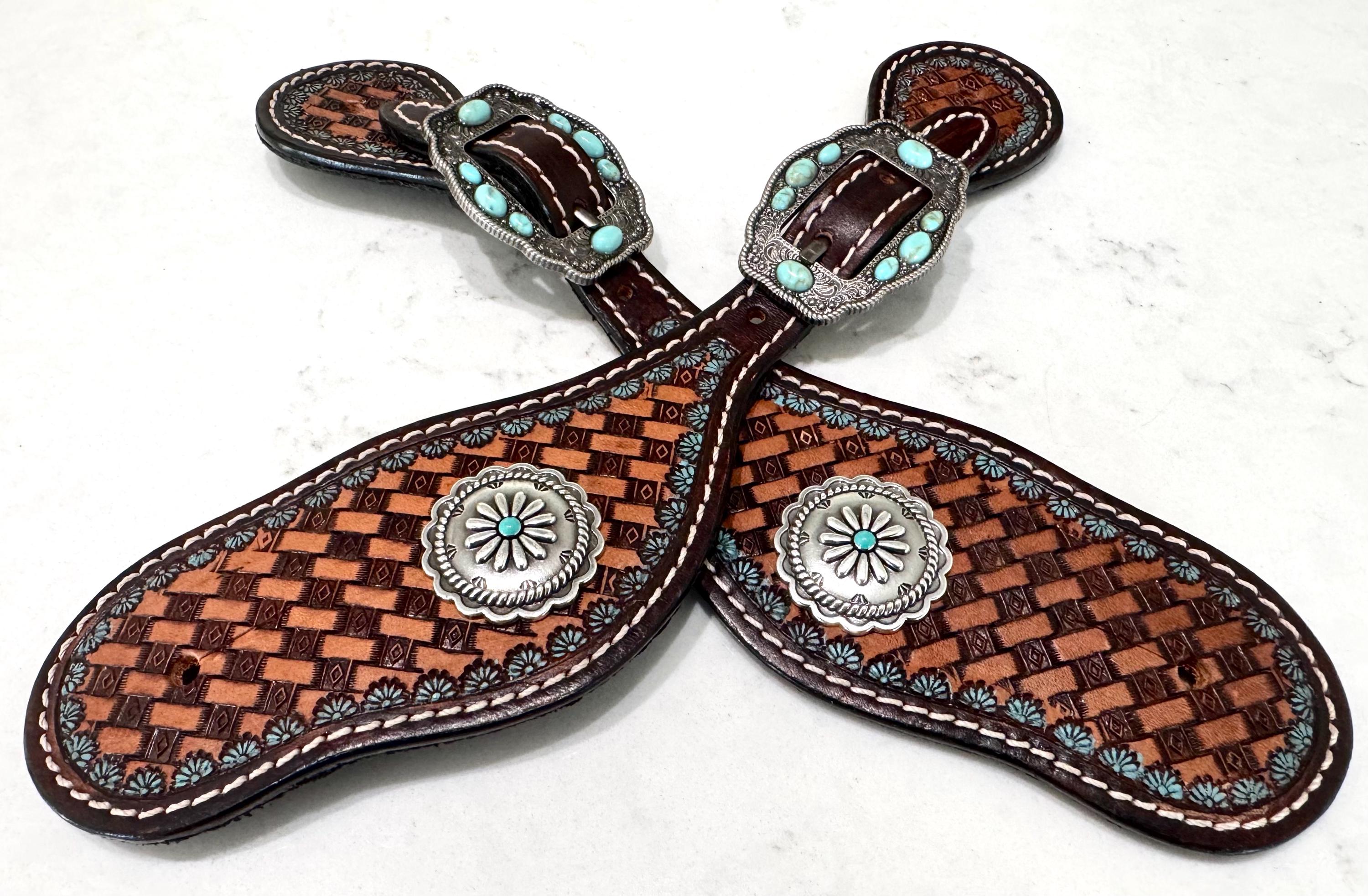 Ladies Tooled Leather Spur Straps - Etsy