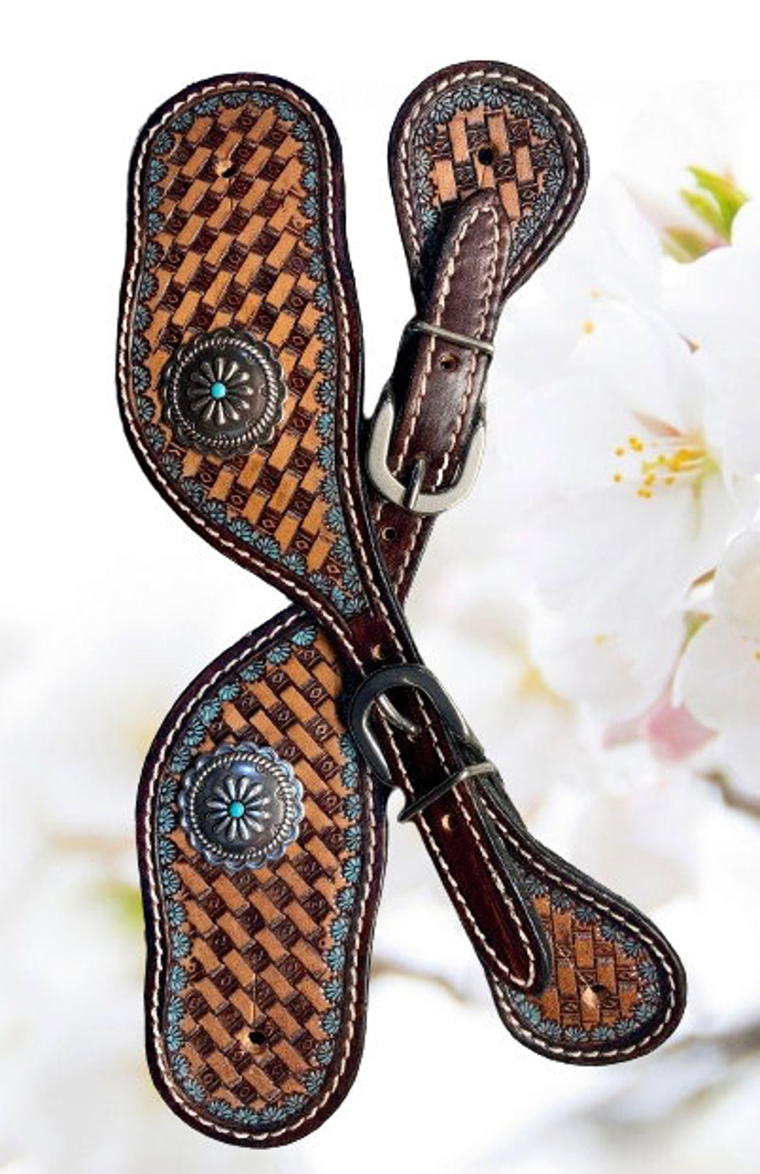 Ladies Tooled Leather Spur Straps - Etsy