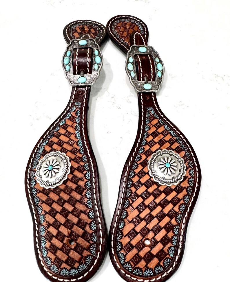 Ladies Tooled Leather Spur Straps - Etsy