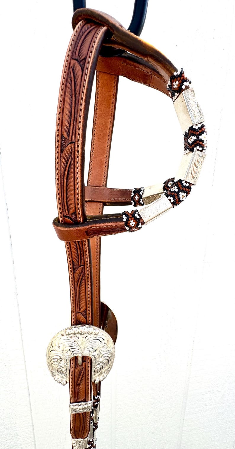 Tan Beaded Headstall - Etsy