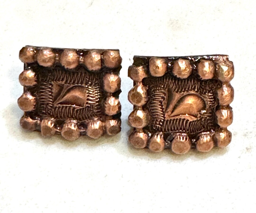 Antique Copper Conchos With Dots, 1/2” Square - Etsy