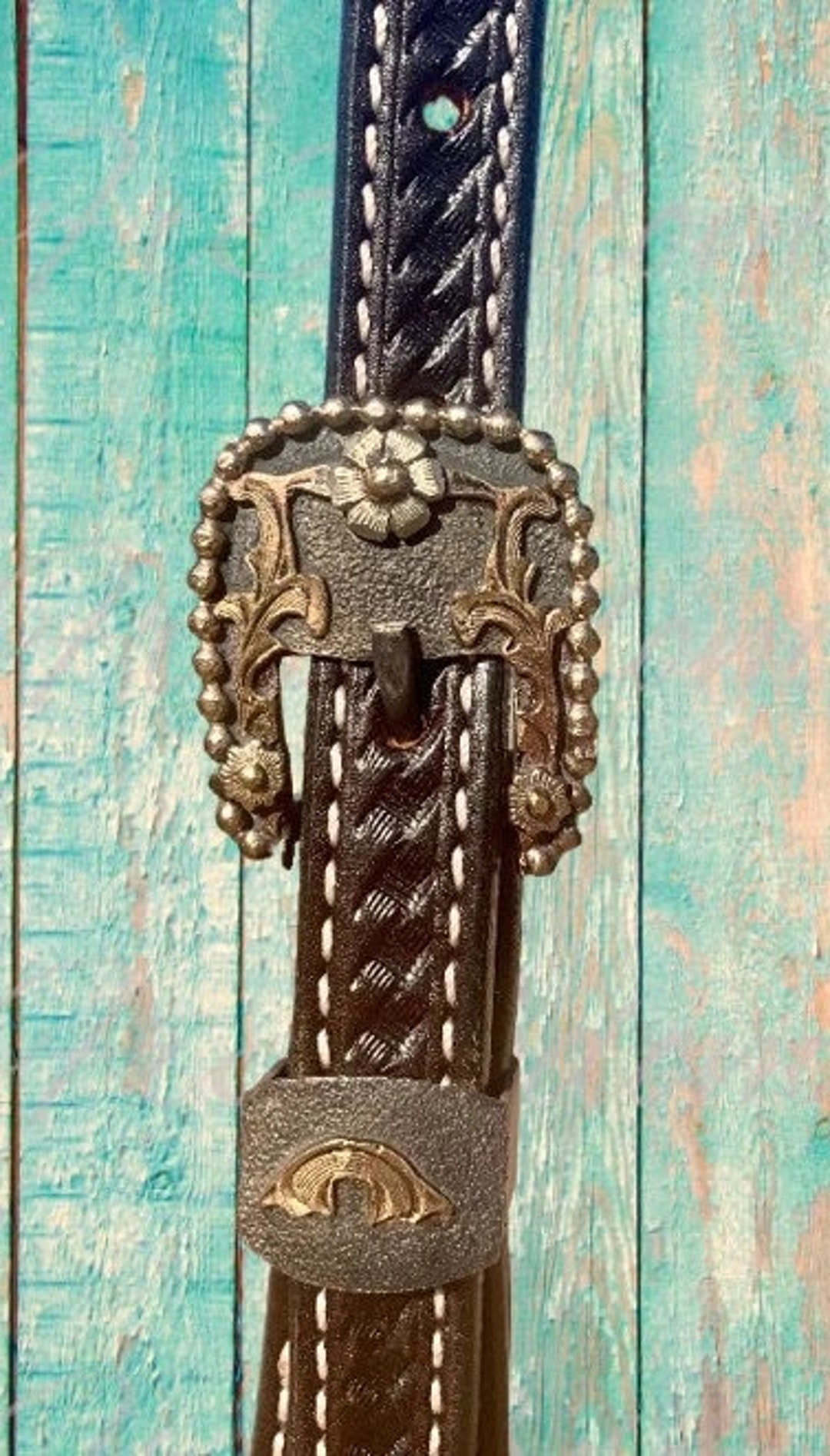 Dark Oil Ranch Headstall With Silver Dots - Etsy