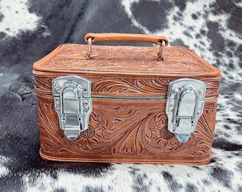 Large Jewelry Box, Jewelry Case, Leather Jewelry Box, Punchy, Tooled ...