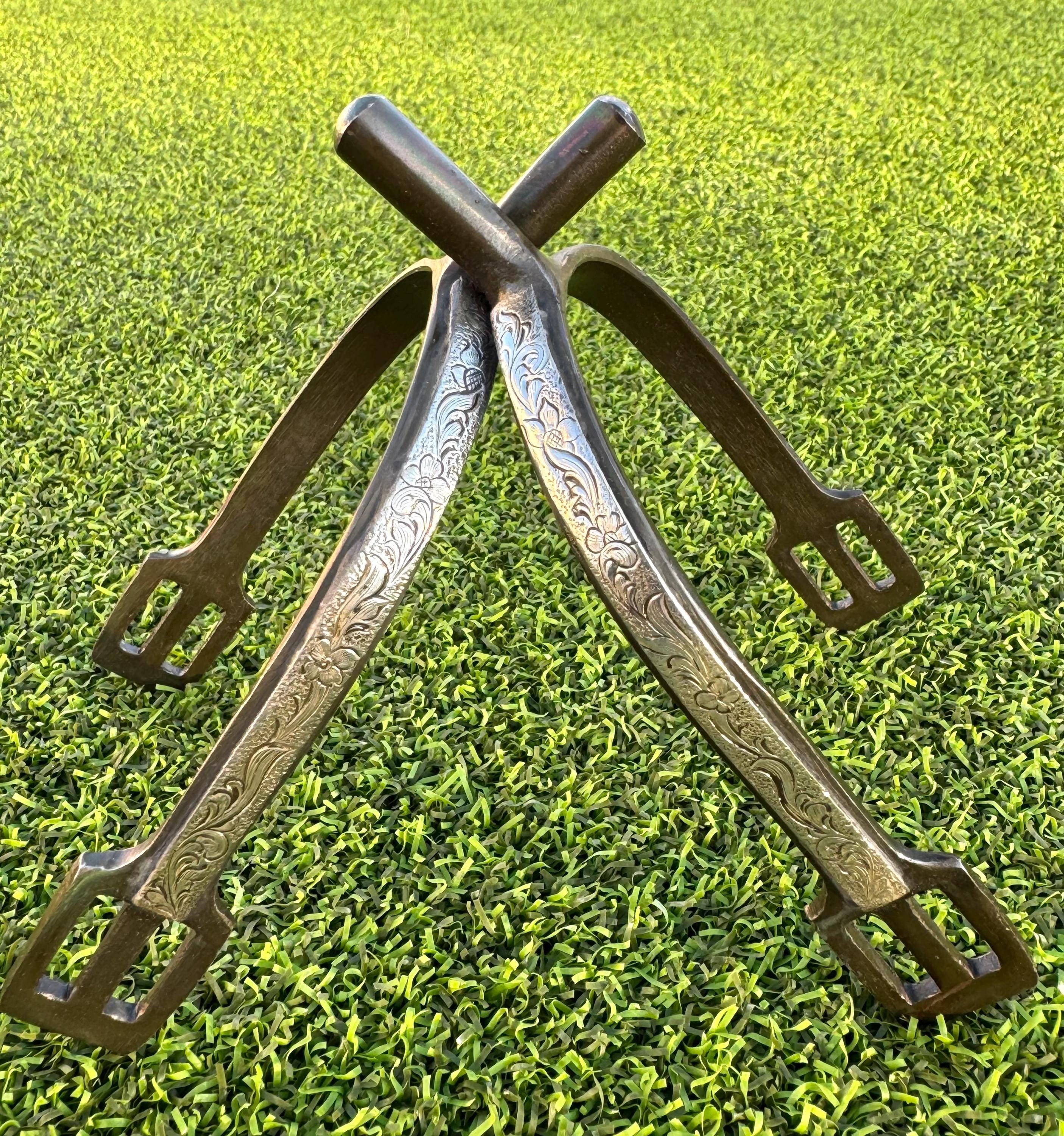 Ladies 1" Silver Engraved Canted English Spurs - Etsy