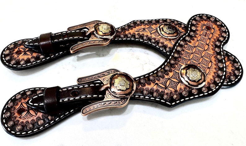 Ladies Tooled Leather Spur Straps - Etsy