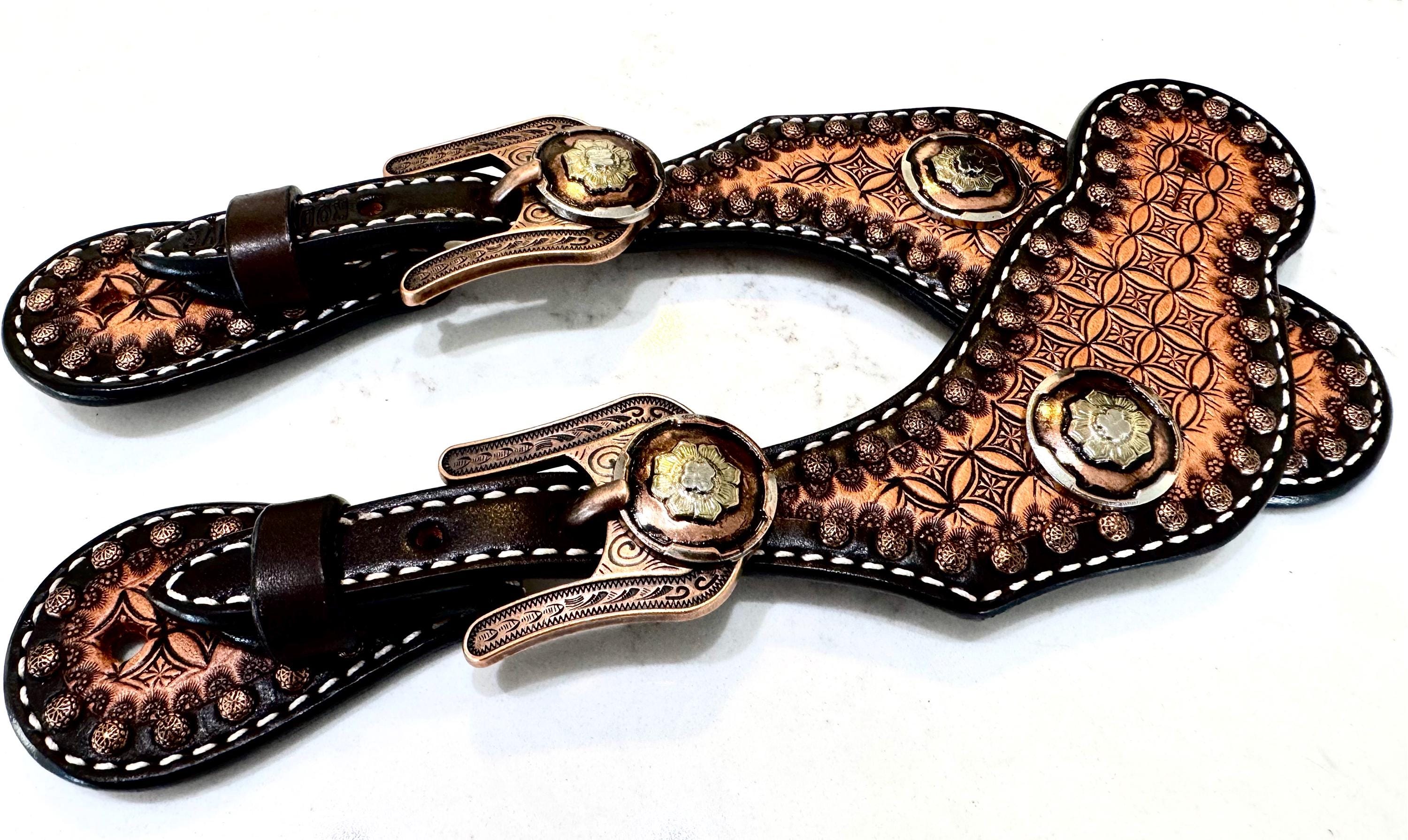 Ladies Tooled Leather Spur Straps - Etsy