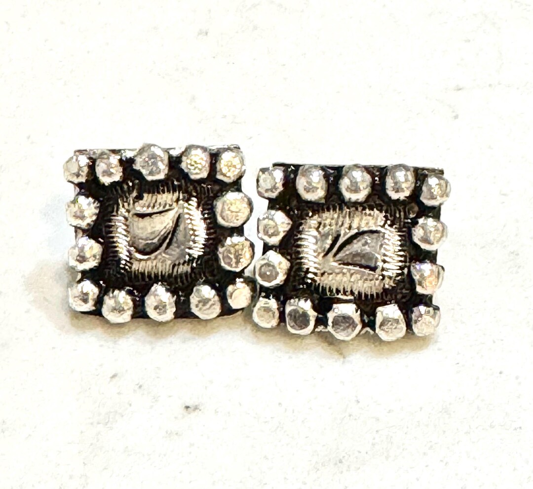 Antique Silver Conchos With Dots, 1/2” Square - Etsy