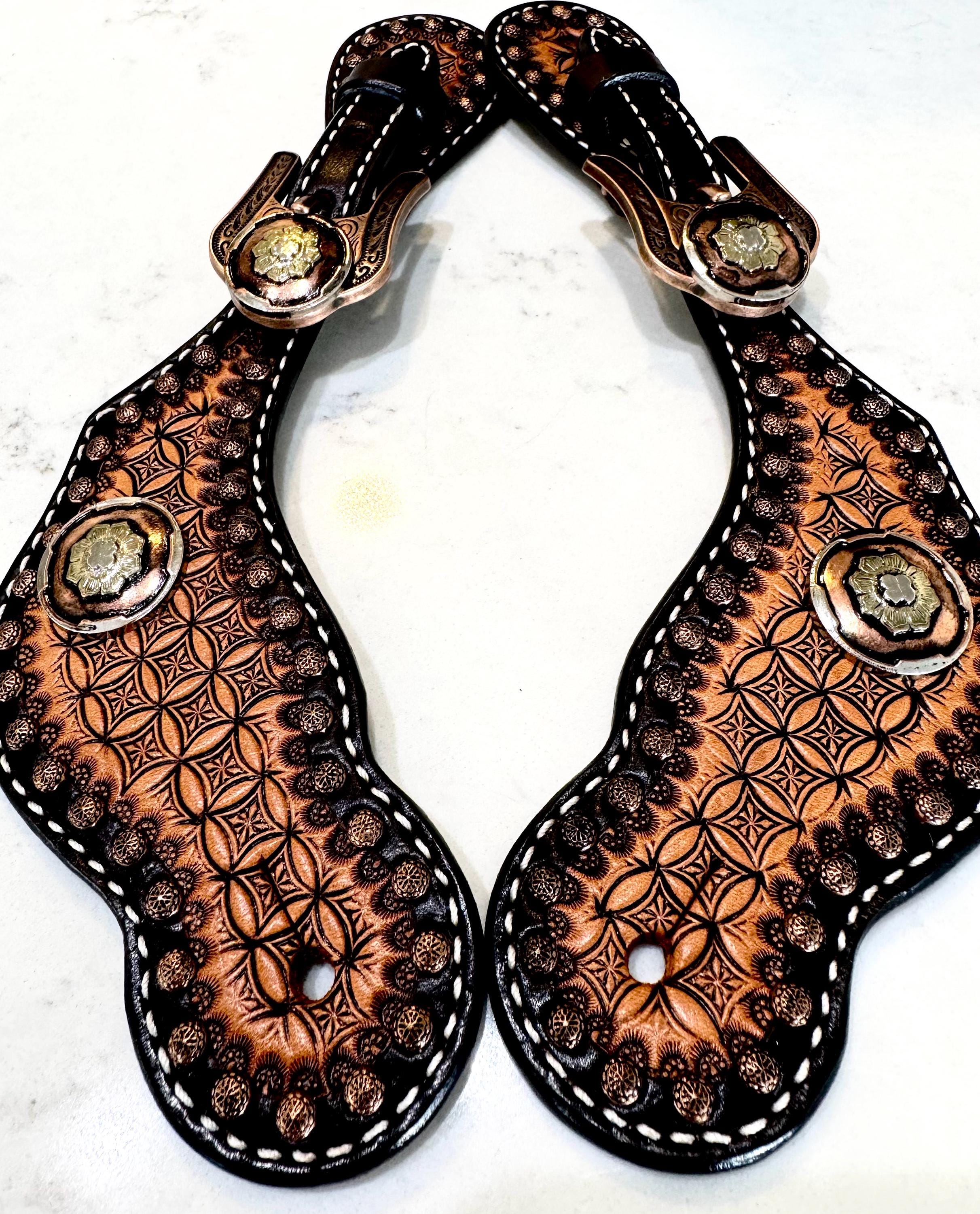 Ladies Tooled Leather Spur Straps - Etsy