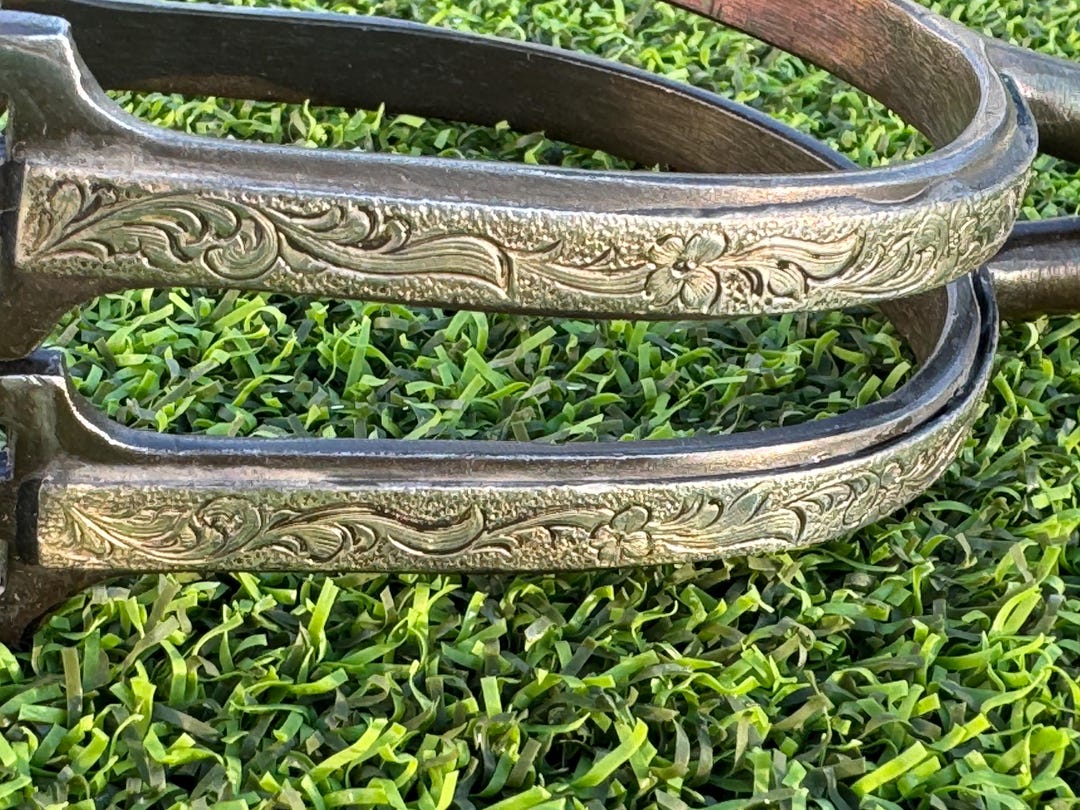 Ladies 1" Silver Engraved Canted English Spurs - Etsy