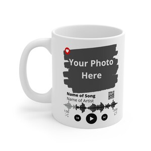 11oz Personalized QR Code Song and Picture Mug, Song and Photo Mug ...