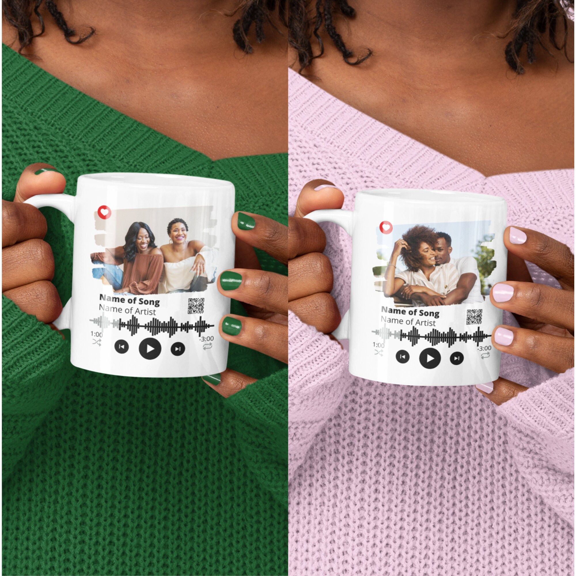 11oz Personalized QR Code Song and Picture Mug, Song and Photo Mug ...