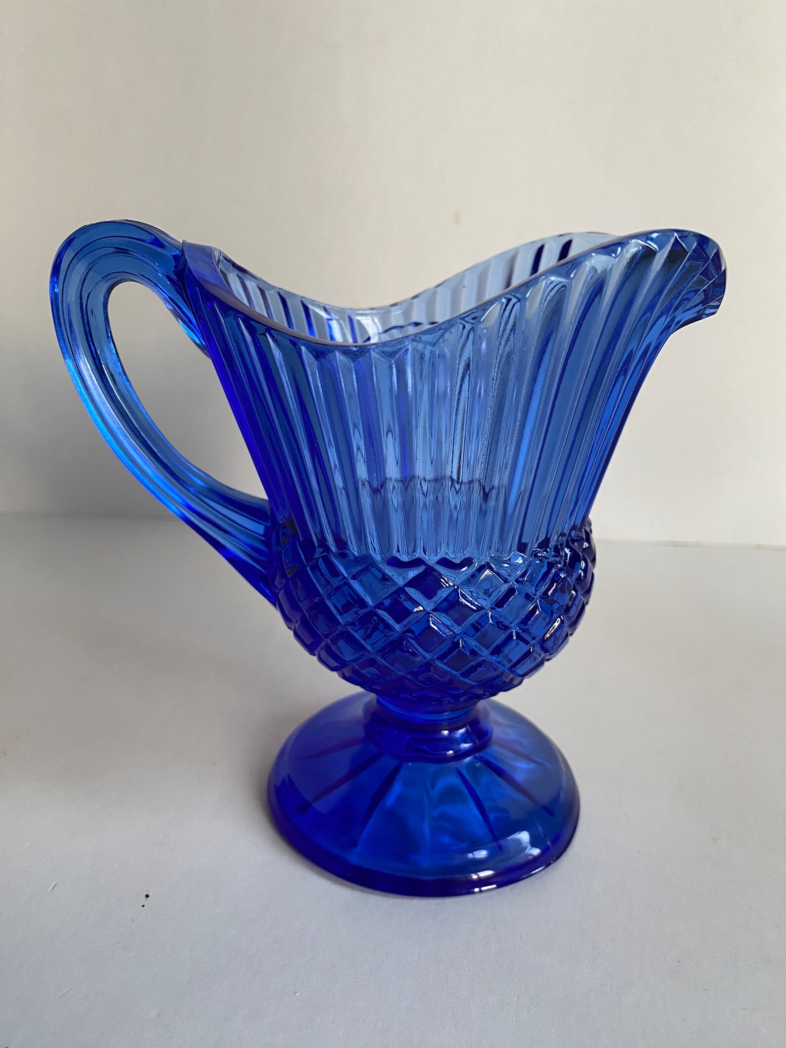 Vintage Avon Blue Glass Pitcher - Etsy