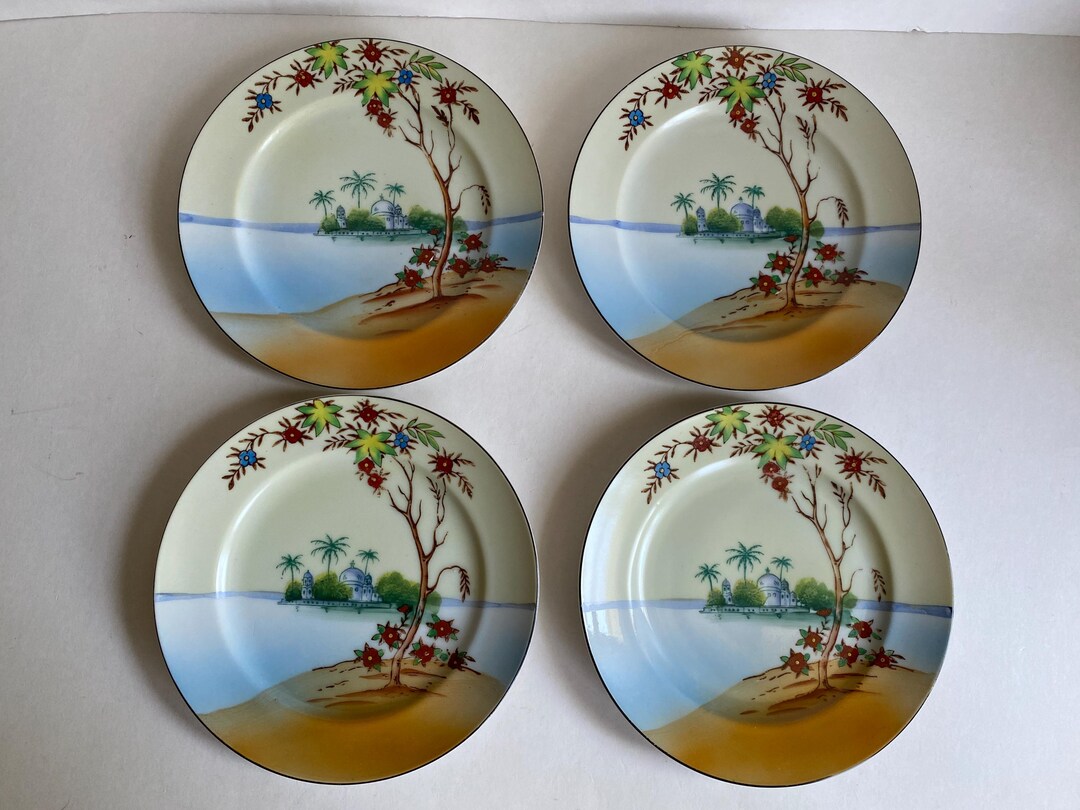 Vintage Chikaramachi Hand Painted Plates Japan Set of Four - Etsy