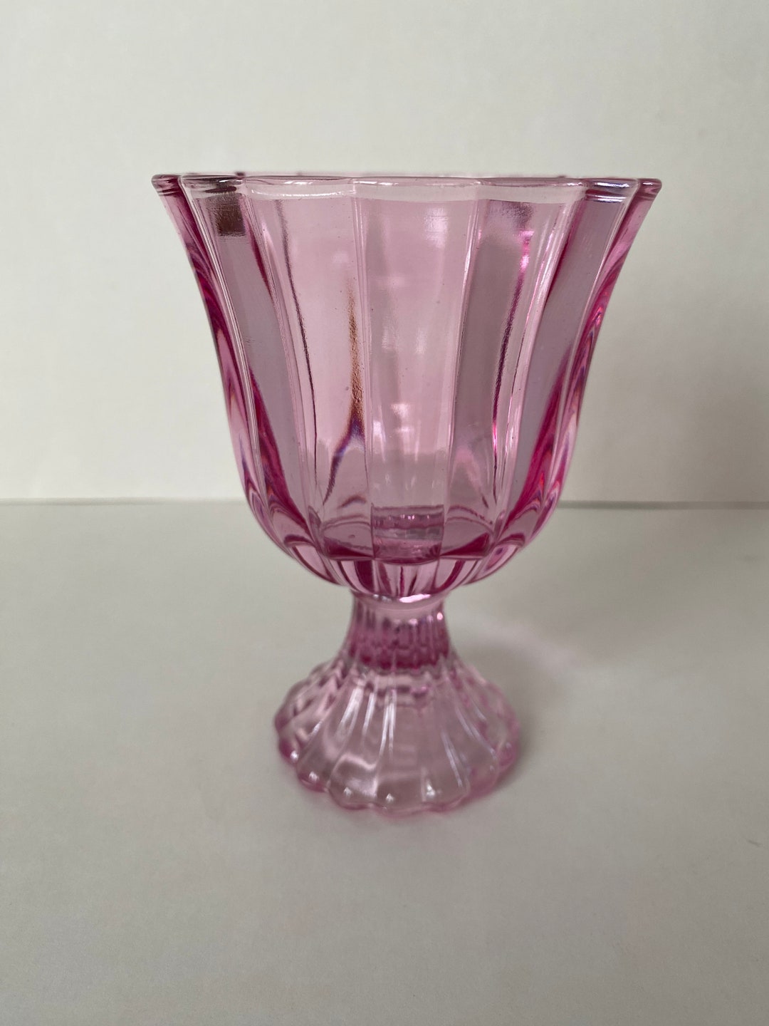 Vintage Pink Glass Goblet - Etsy