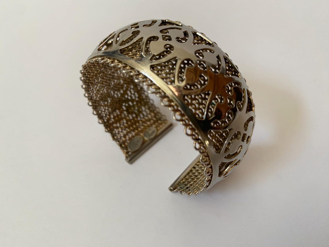 Vintage Julio Marsella Silver Mesh Cuff Bracelet - Etsy
