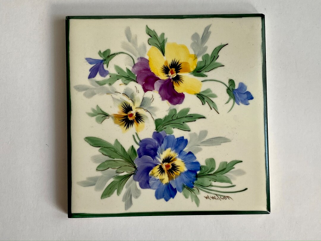 Vintage Walter Wilson Hand Painted Signed Pansy Tea Tile - Etsy