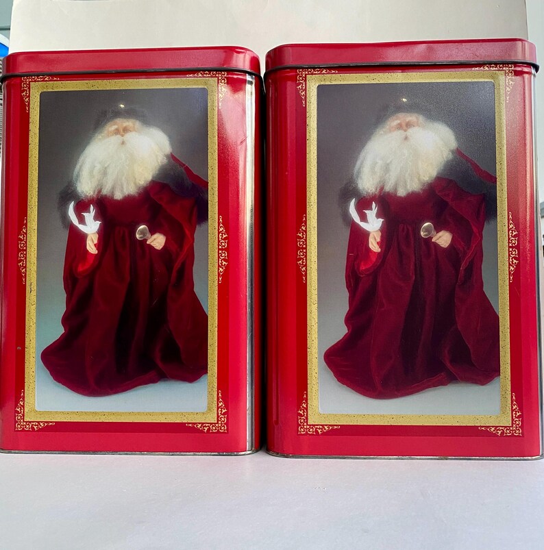 Vintage Set of Large Santa Claus Lidded Tins - Etsy