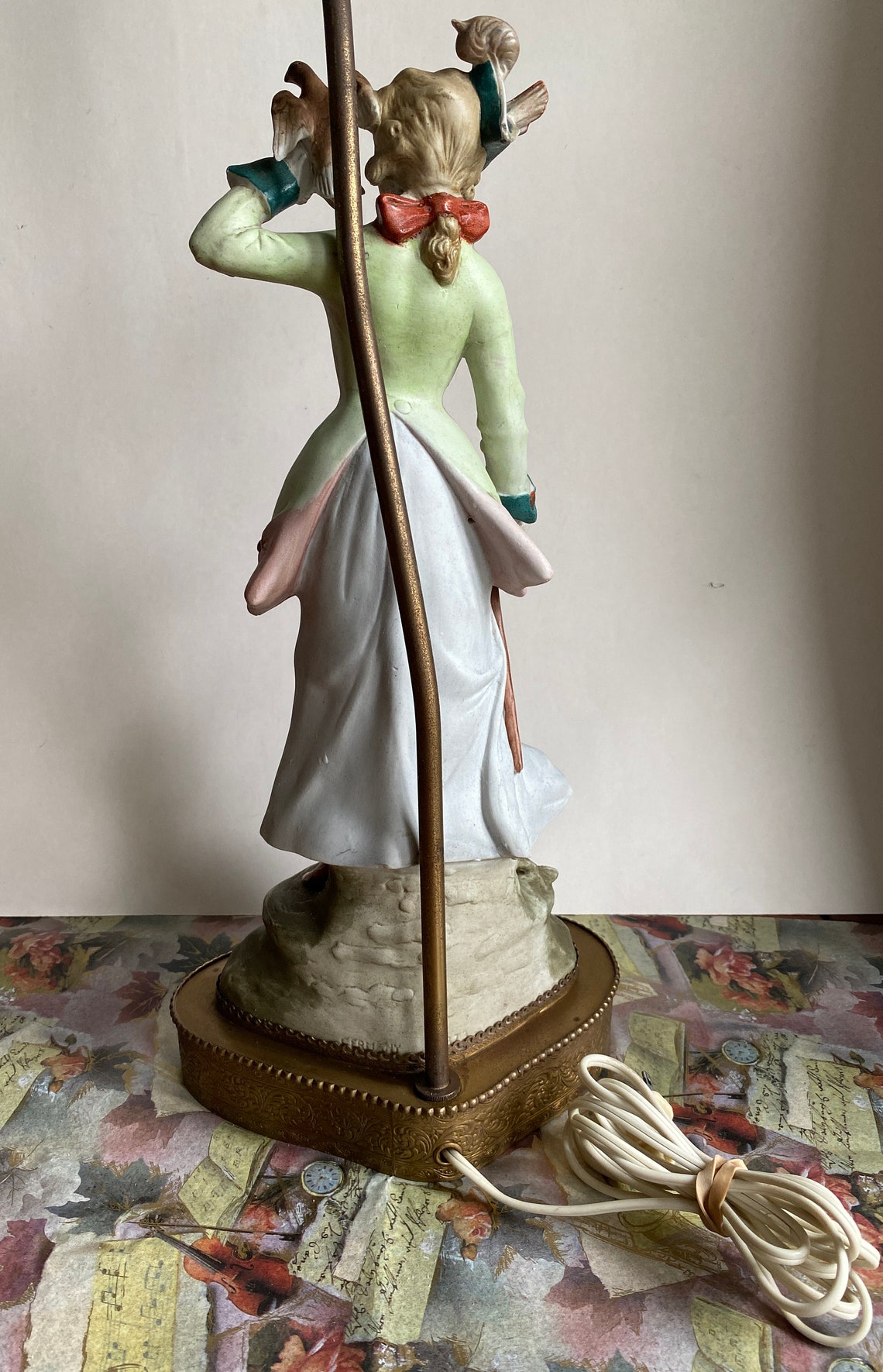 Antique Lamp Porcelain Bisque Victorian Woman Brass Base - Etsy