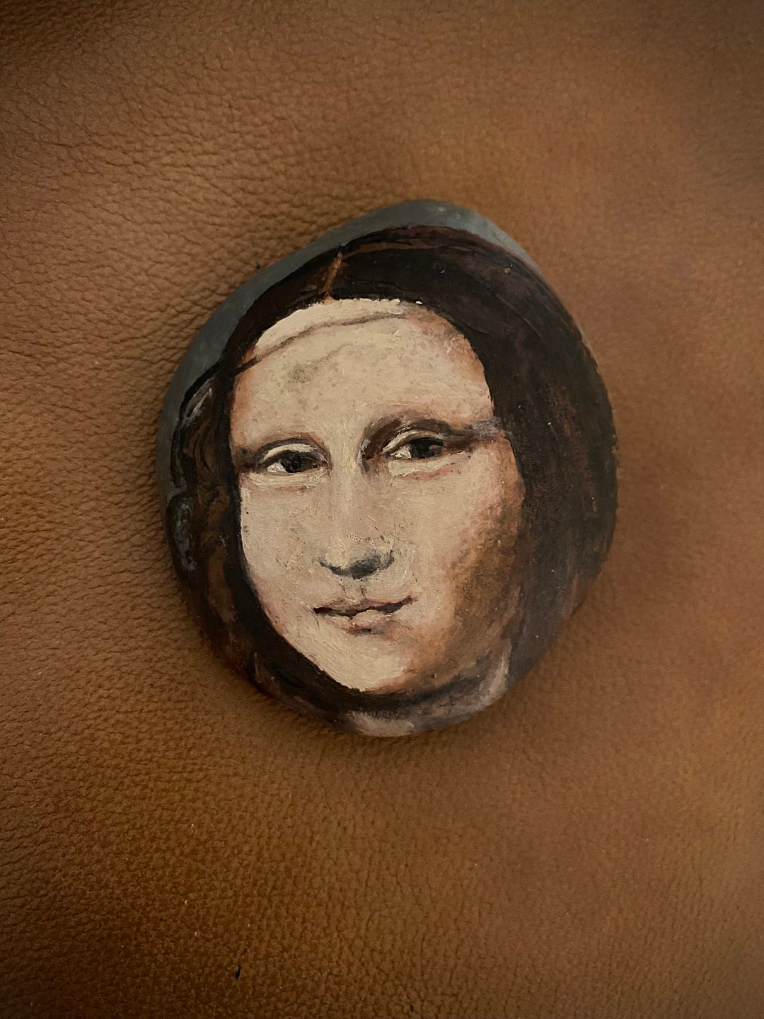 Hand Painted Mona Lisa Stone - Etsy