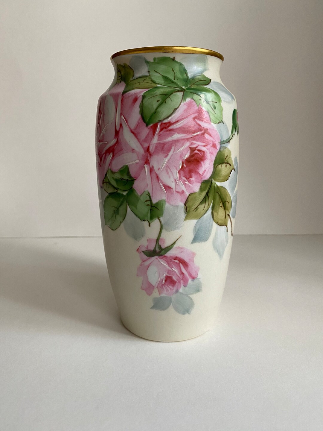 Walter Wilson Hand Painted Signed Rose Vase - Etsy
