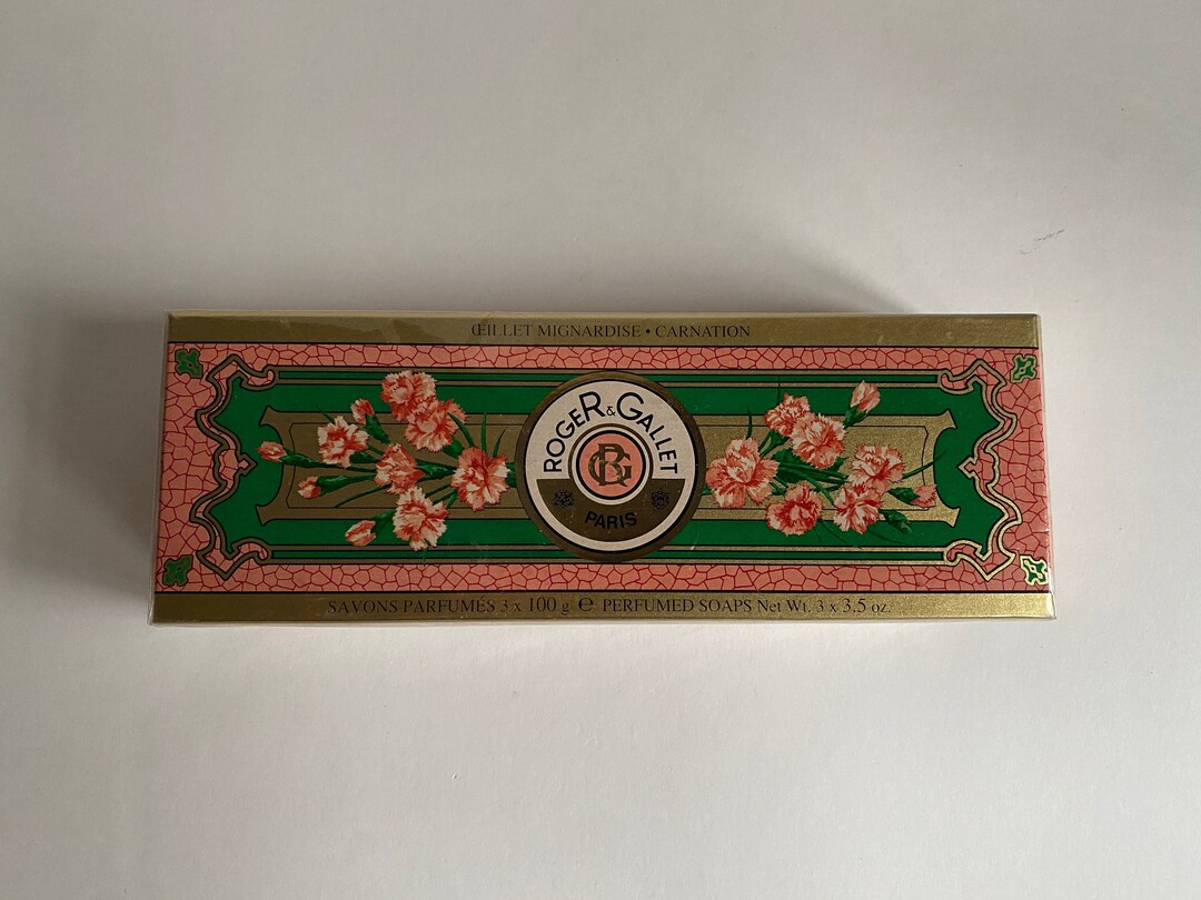 Vintage Roger & Gallet Box of Three Carnation Perfumed Soaps Unopened ...