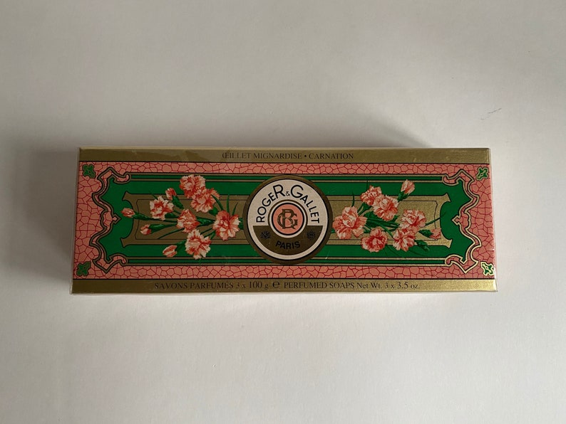 Vintage Roger & Gallet Box of Three Carnation Perfumed Soaps Unopened ...