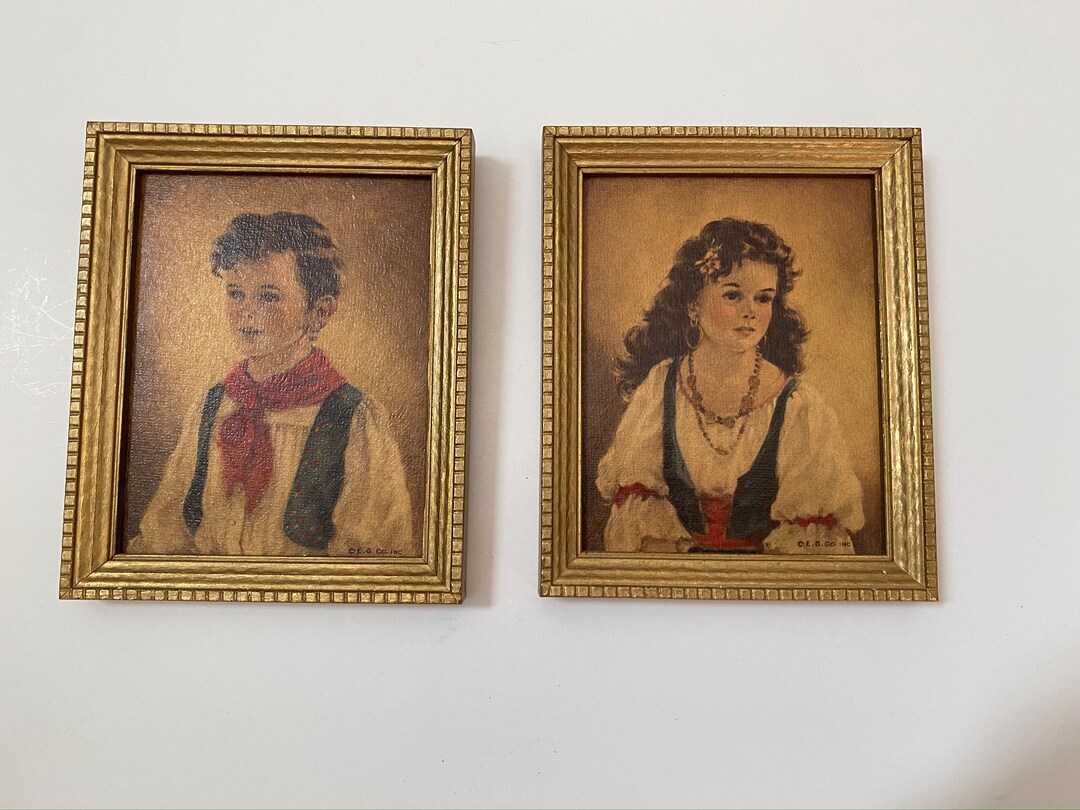 Vintage Anne Allaben Pair Oil Prints Chiko Elena Framed - Etsy
