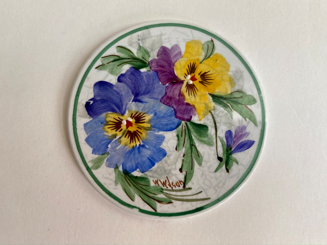 Vintage Walter Wilson Hand Painted Signed Pansy Tea Tile - Etsy