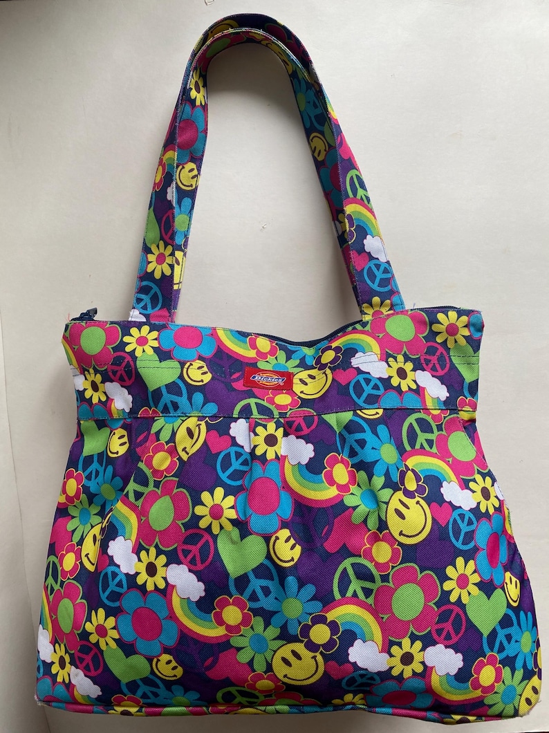 Vintage Dickies Tote Bag With Handles Colorful Peace & Love Pattern - Etsy