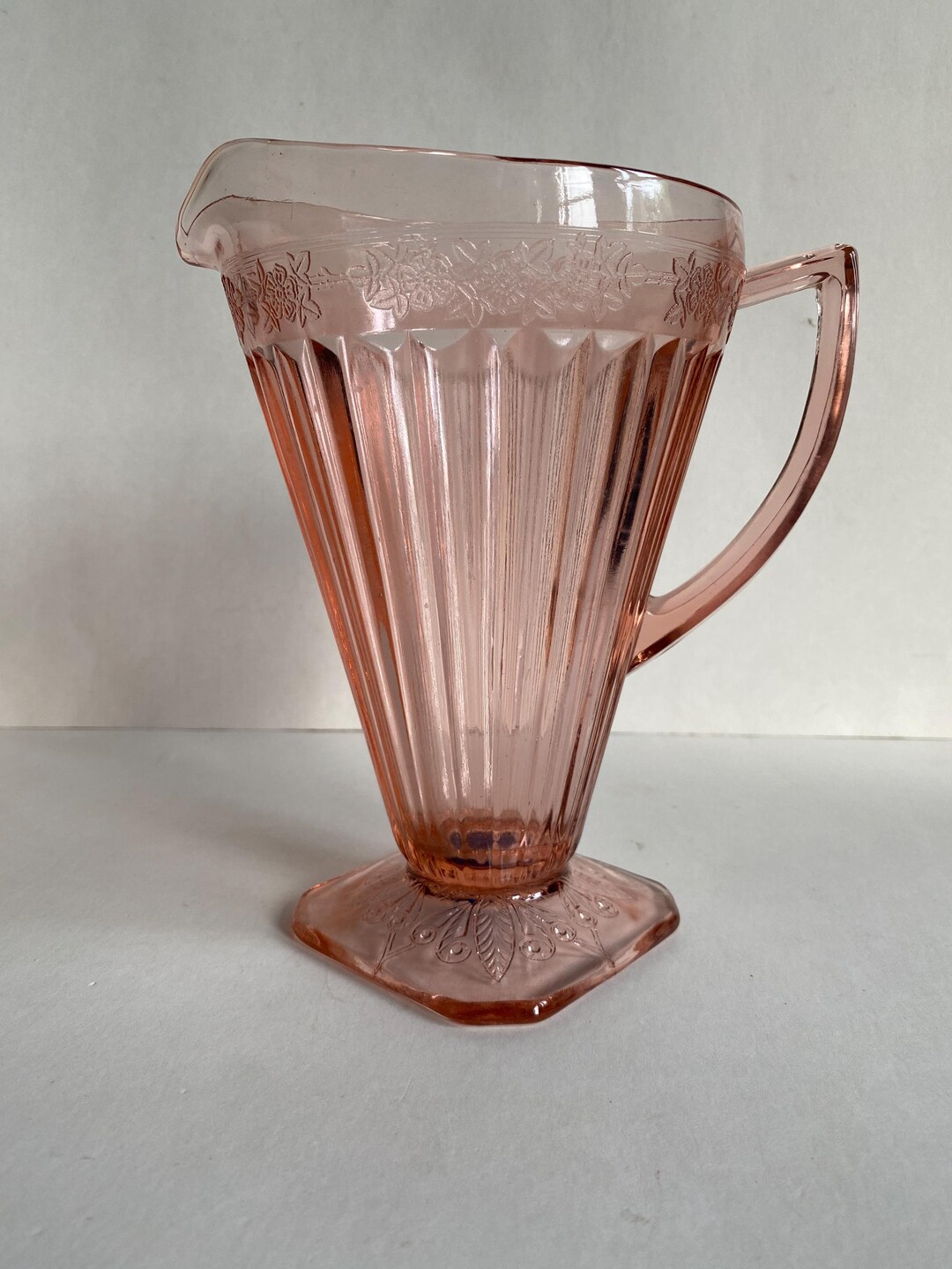 Vintage Jeanette Cherry Blossom Pink Glass Pitcher - Etsy
