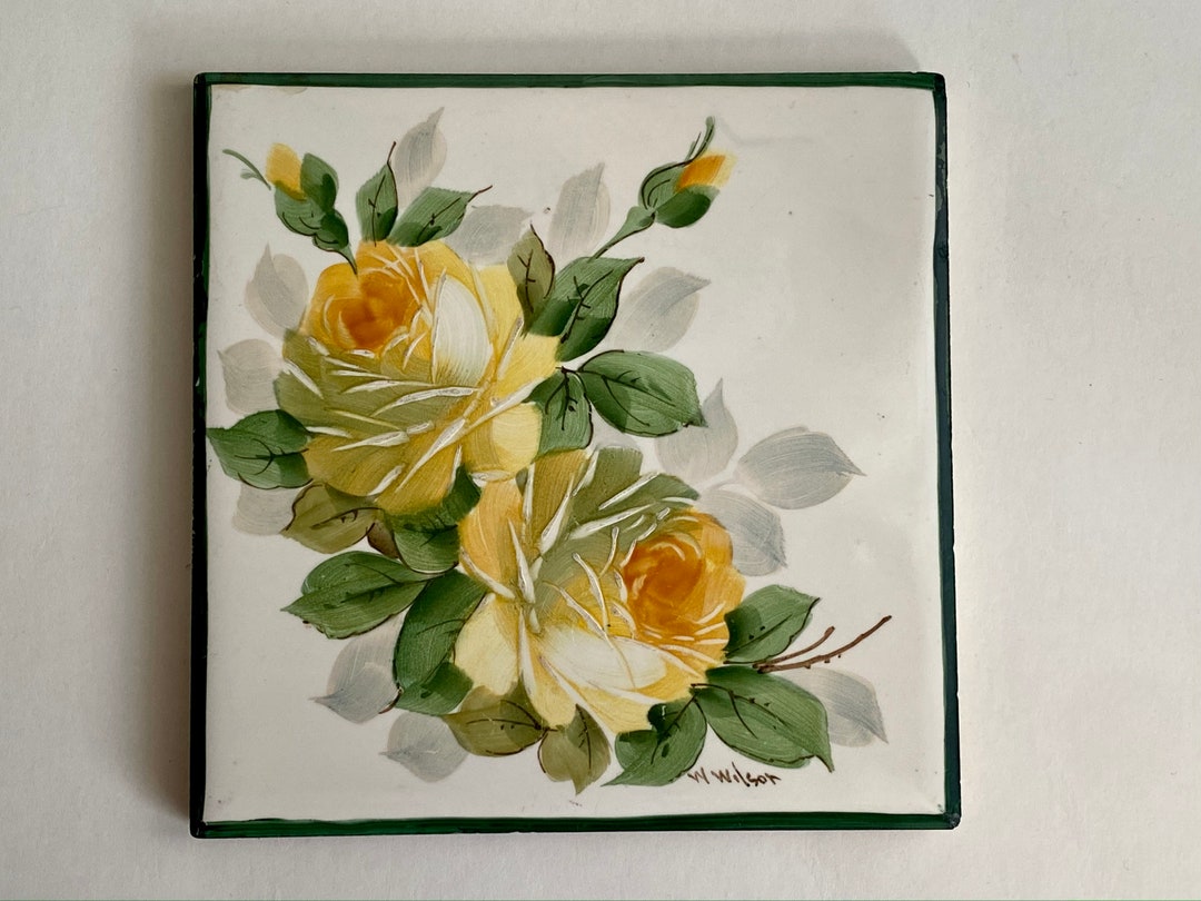 Vintage Walter Wilson Hand Painted Signed Roses Tea Tile - Etsy