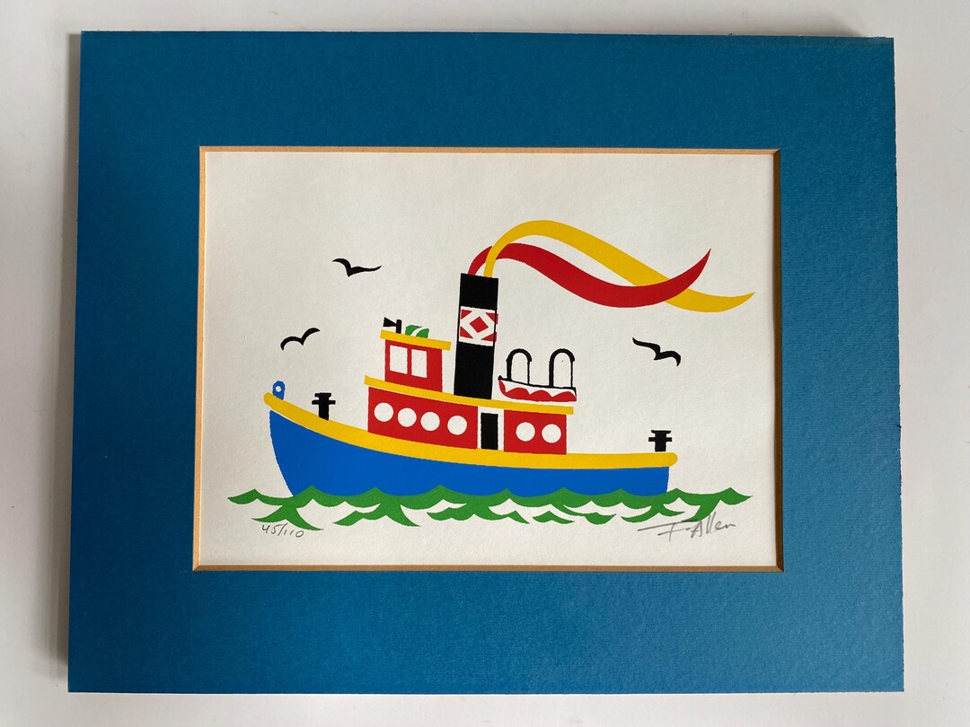Matted Signed & Numbered Colorful Tugboat Art - Etsy
