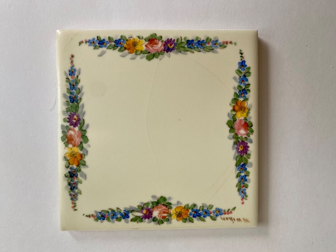 Vintage Walter Wilson Hand Painted Signed Floral Tea Tile - Etsy