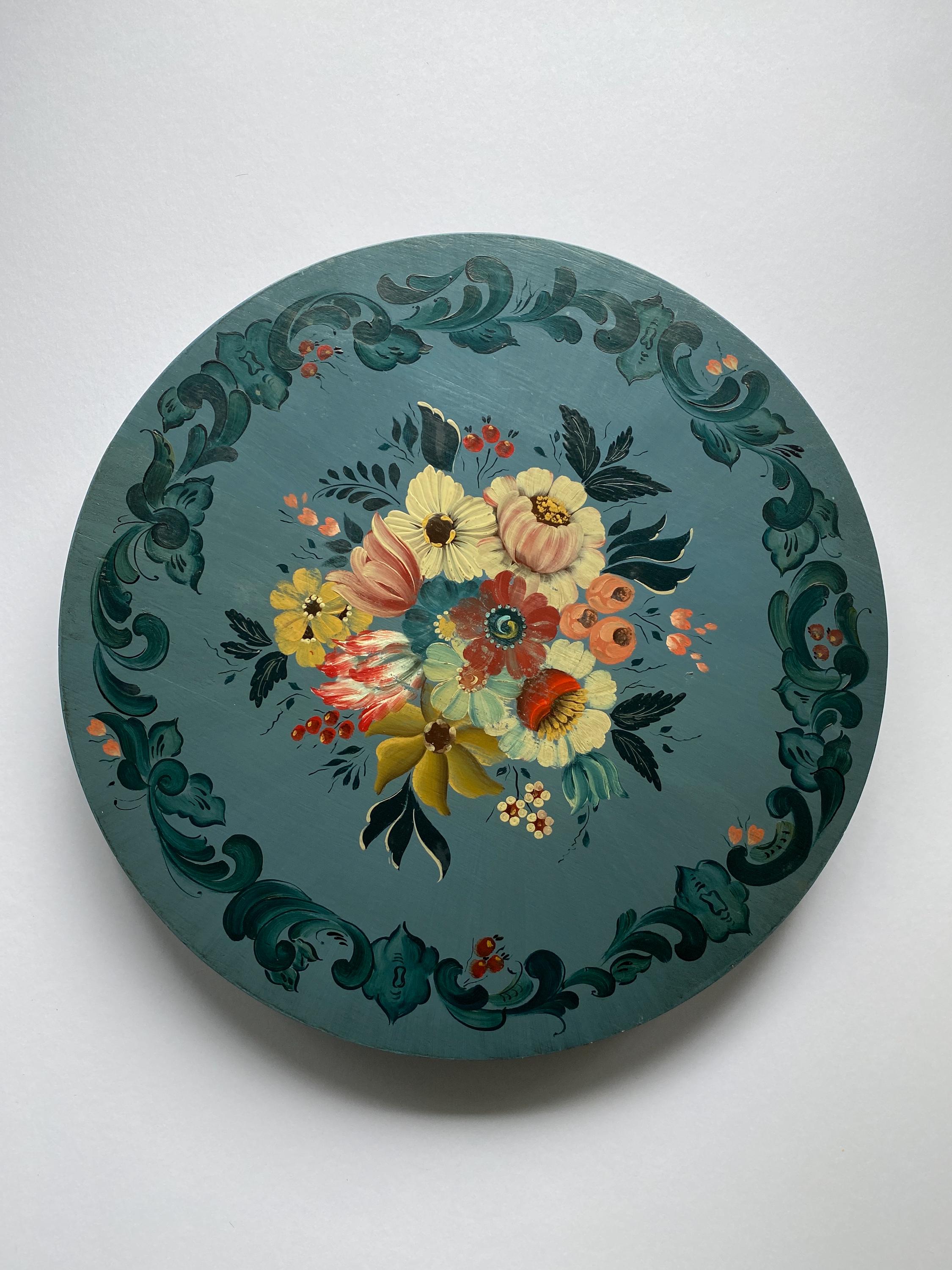 Vintage 1991 Hand Painted Signed Norwegian Rosemaling Valdres Style ...