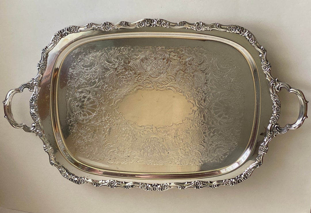 International Silver Company "countess" Footed Tray With Handles - Etsy