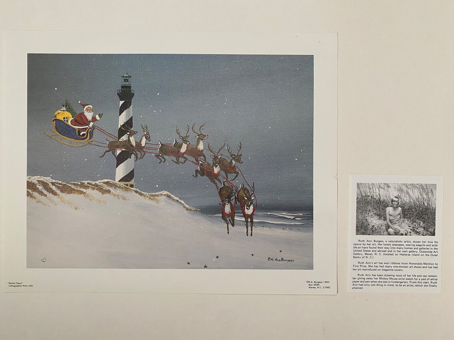 Ruth Ann Burgess Lithographic Print "santa Claus" 1983 - Etsy
