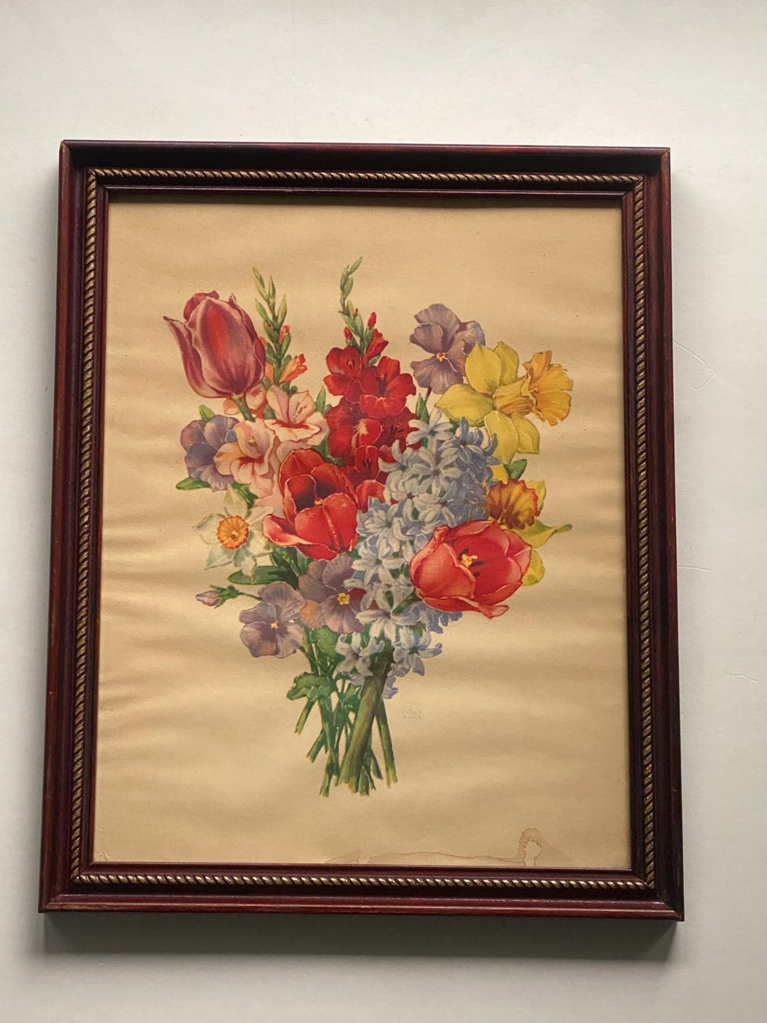 Vintage Signed Framed Percy King Floral Bouquet Print - Etsy