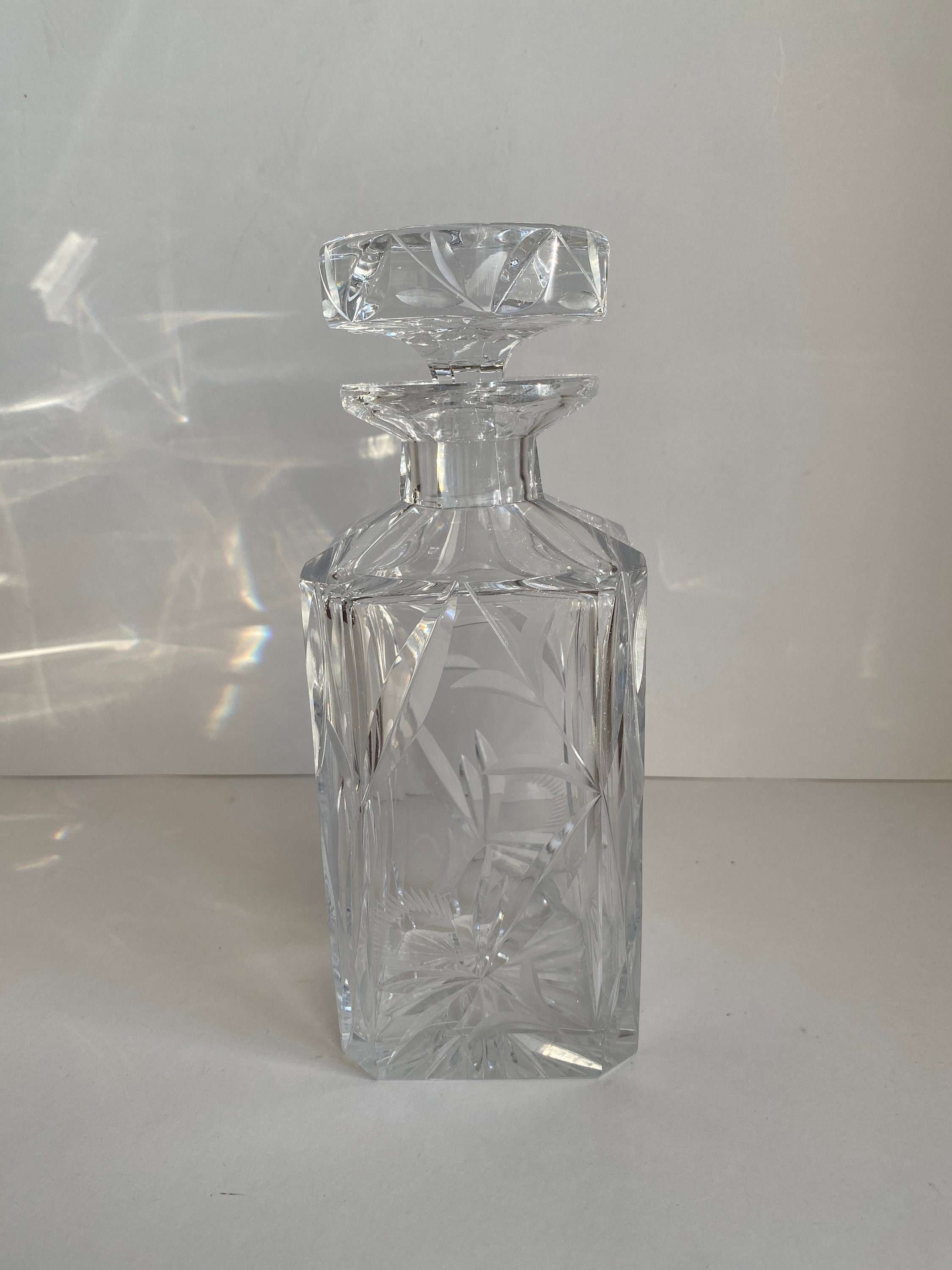 Vintage Cut Clear Glass Decanter - Etsy