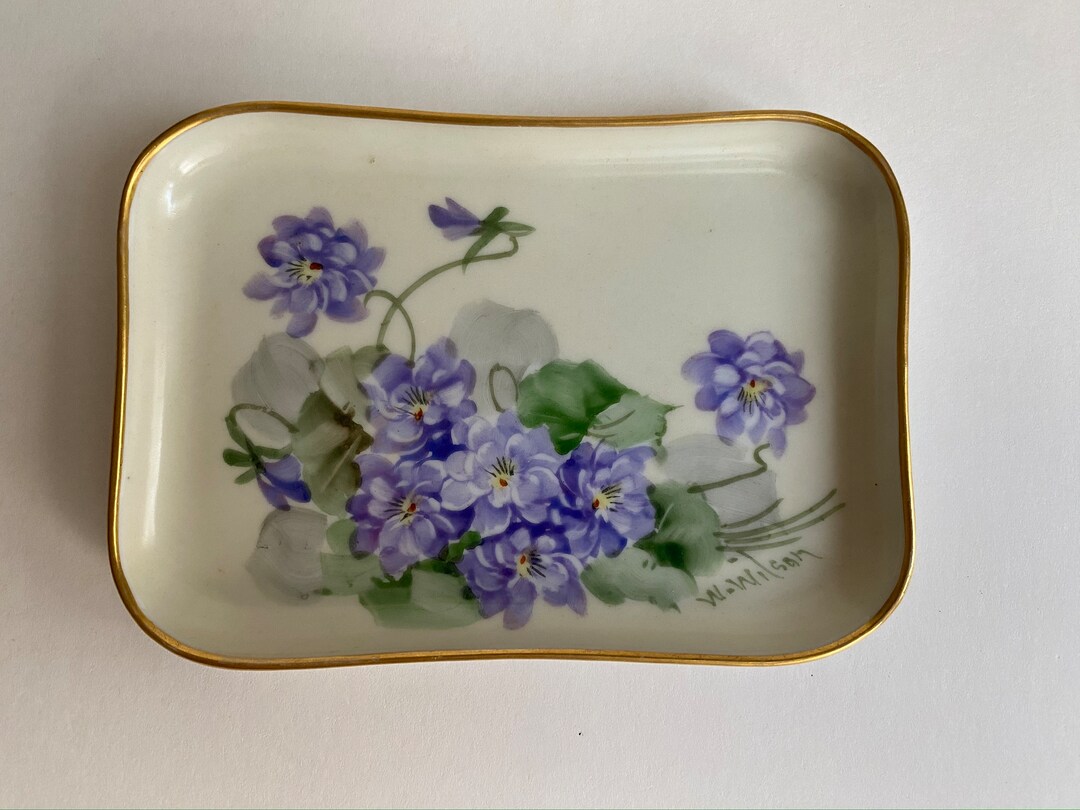Walter Wilson Hand Painted Signed Floral Dish - Etsy