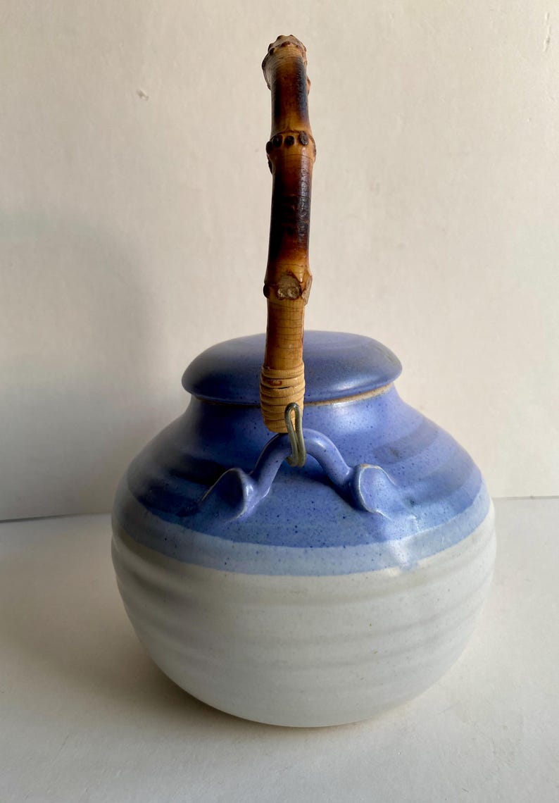 Signed Studio Pottery Teapot With Bamboo Handle - Etsy