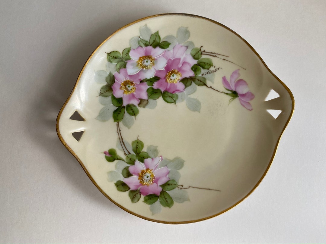 Walter Wilson Hand Painted Signed Floral Dish - Etsy