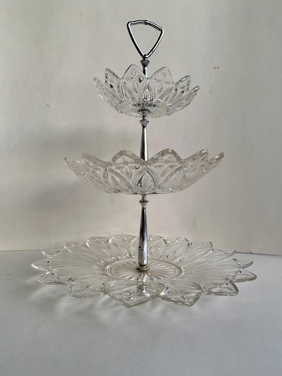 Vintage Pressed Glass Three Tier Pastry Stand - Etsy