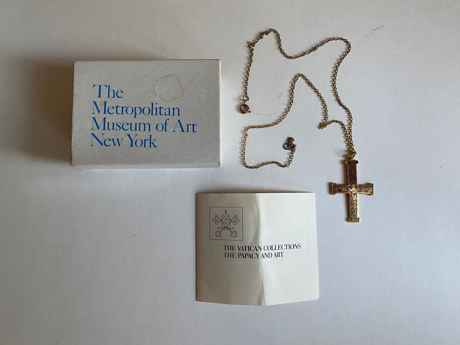 1985 Metropolitan Museum of Art 24K Gold Electroplate & Enamel Cross ...