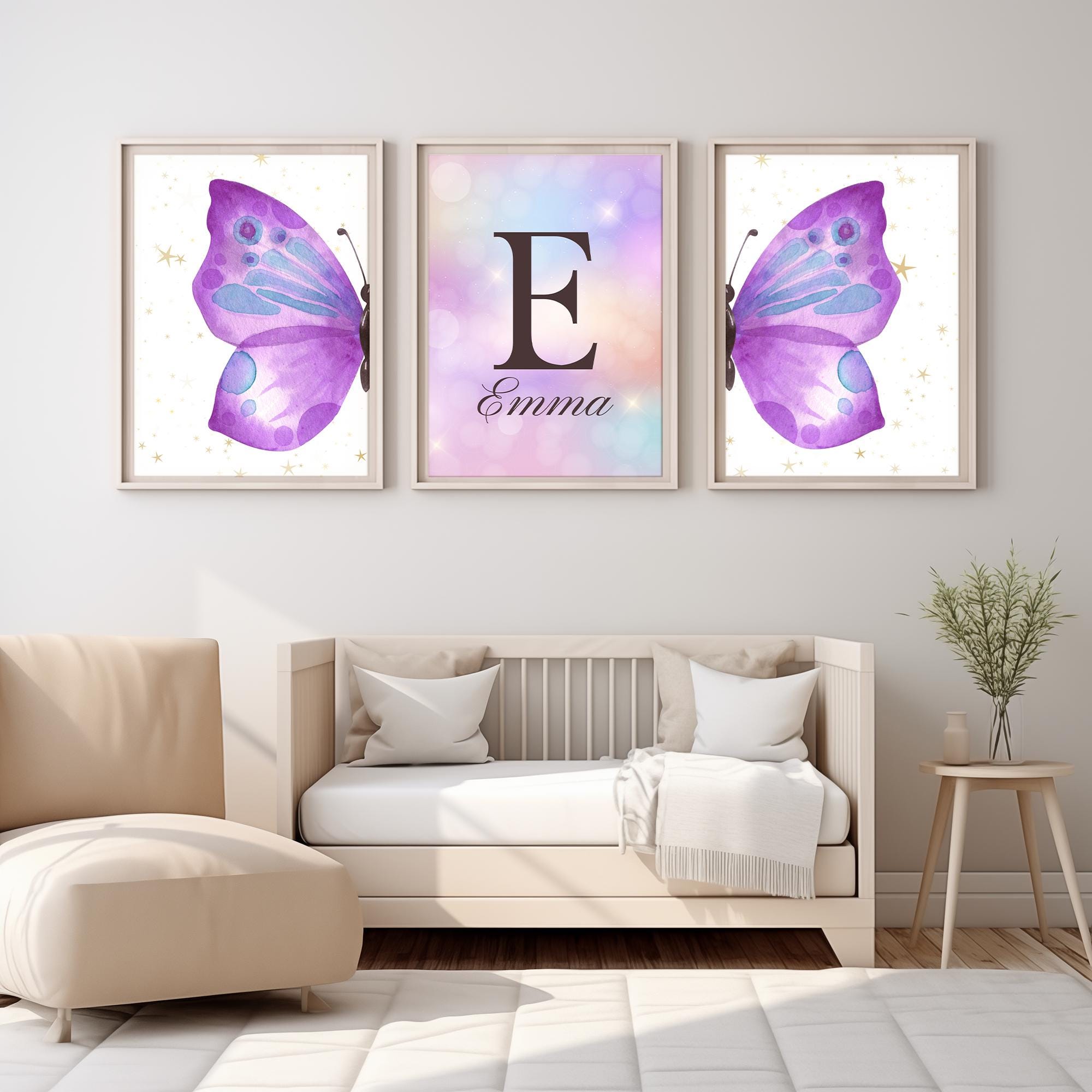 Butterfly Word Art Set of 3 Prints | Watercolor Butterfly Wings ...