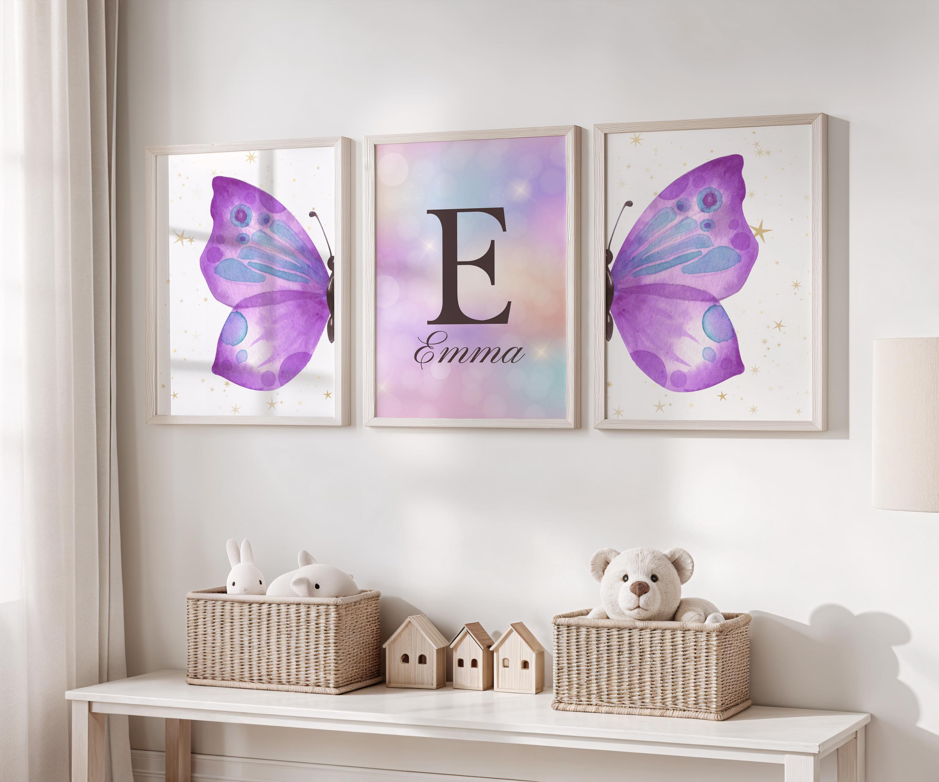 Butterfly Word Art Set of 3 Prints | Watercolor Butterfly Wings ...