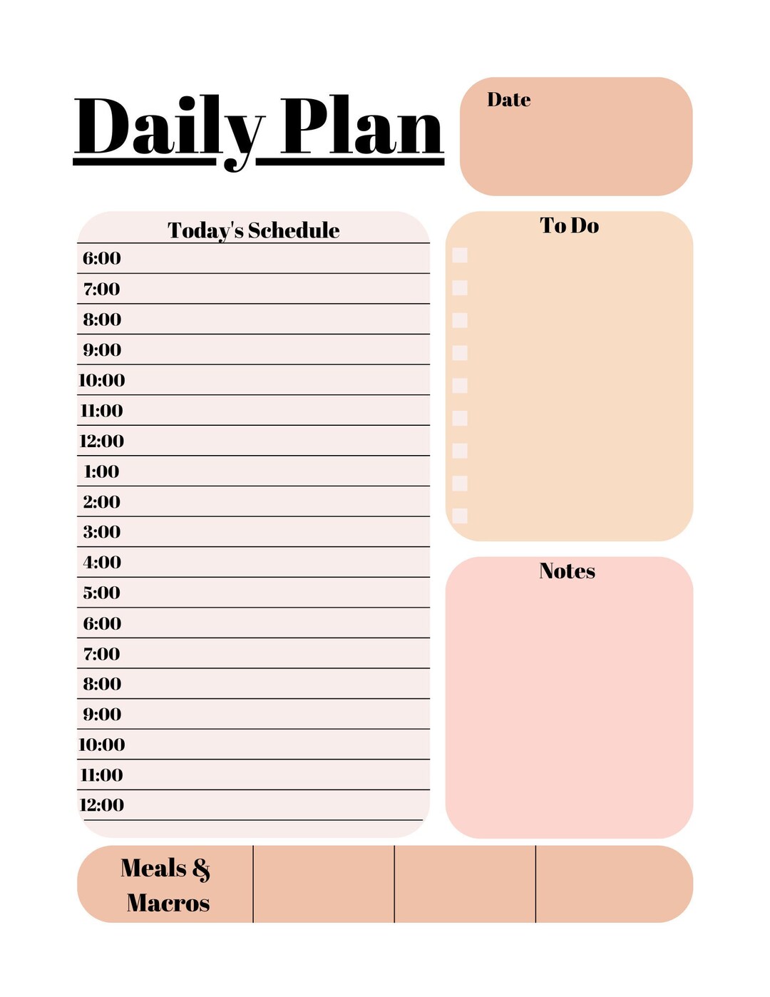 Peach Daily Layout With Neutral Weekly Layout - Etsy