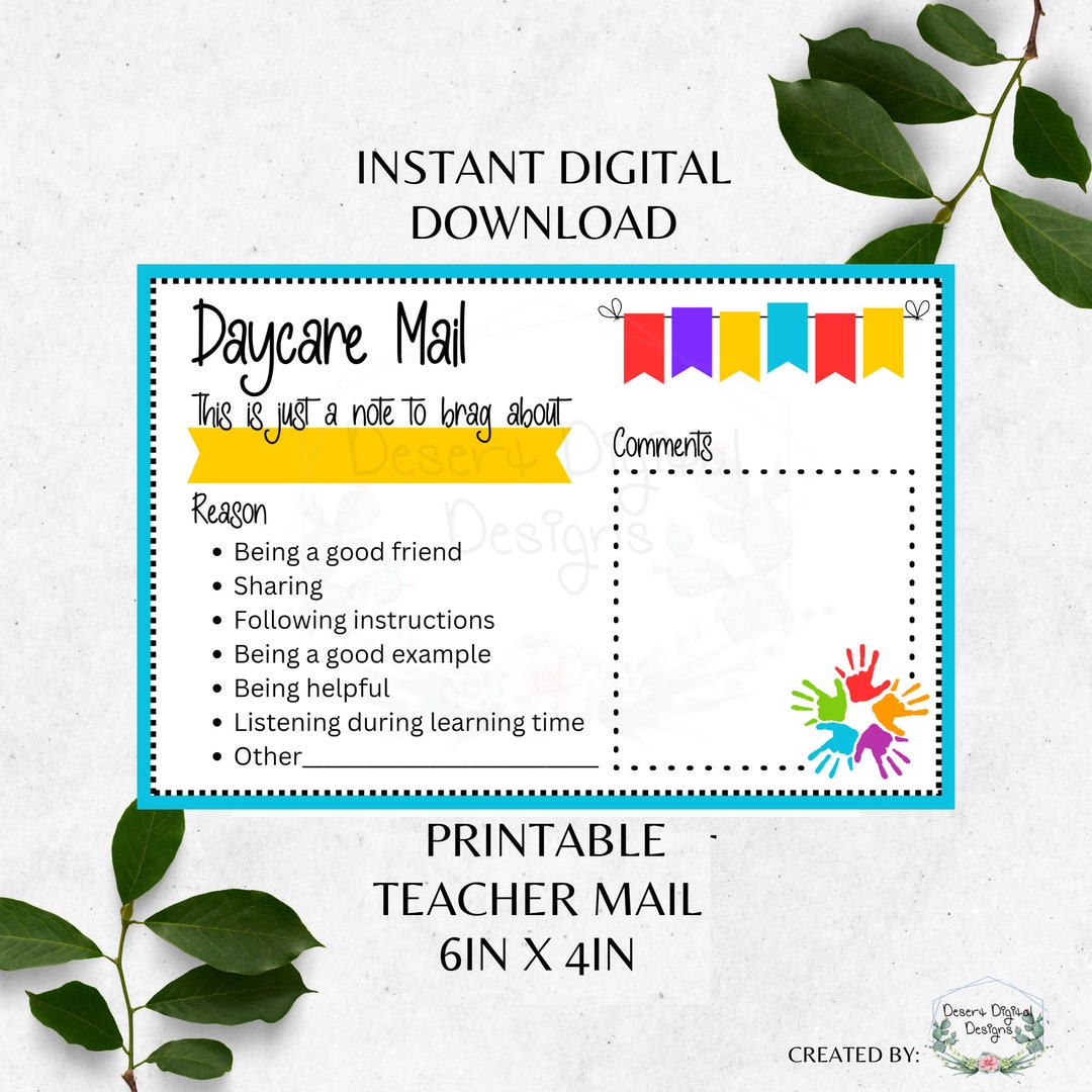 Printable Daycare Teacher Mail Note From Teacher Teacher Message ...