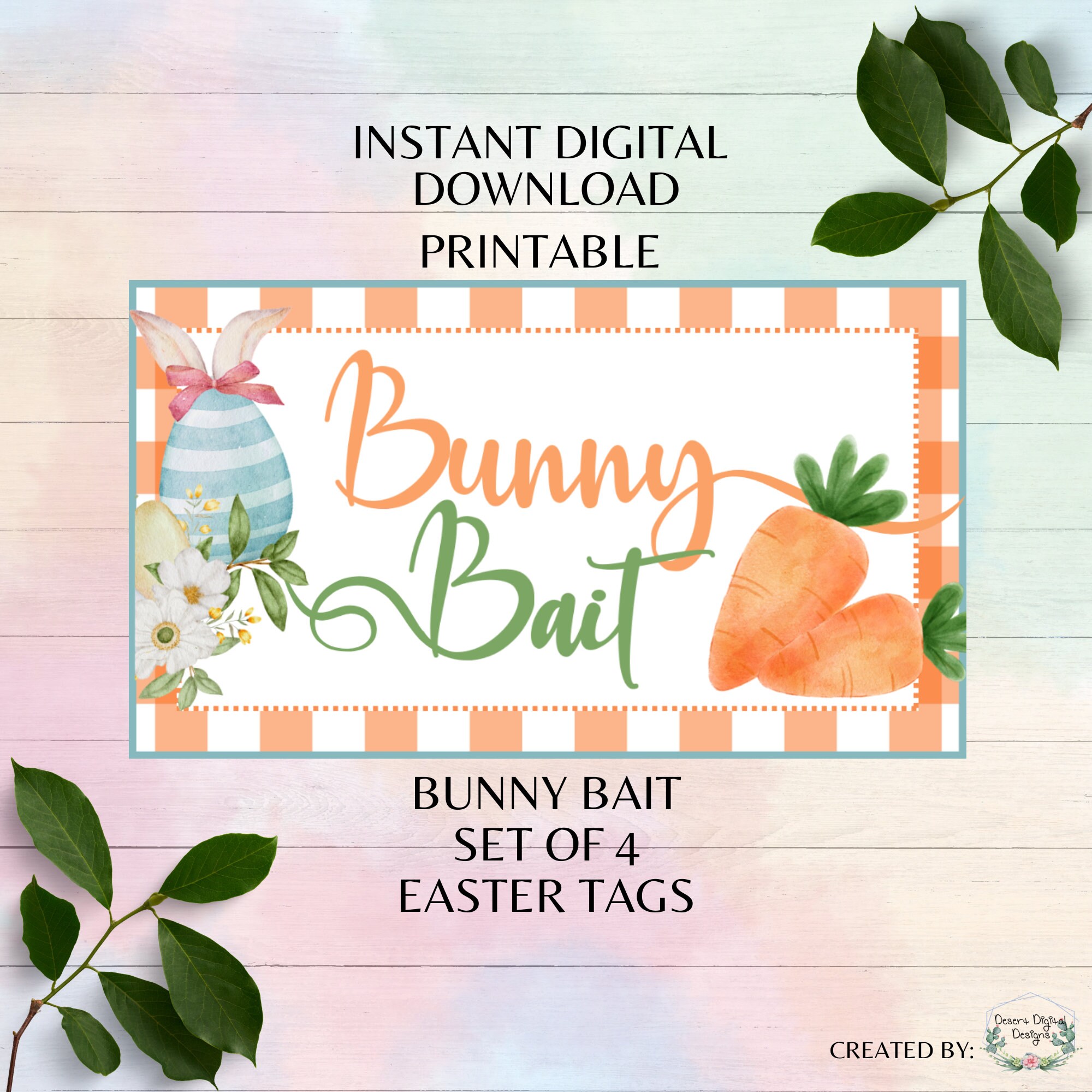 Bunny Bait Set of 4 Printable Easter Tags Easter Favor Tags Labels ...