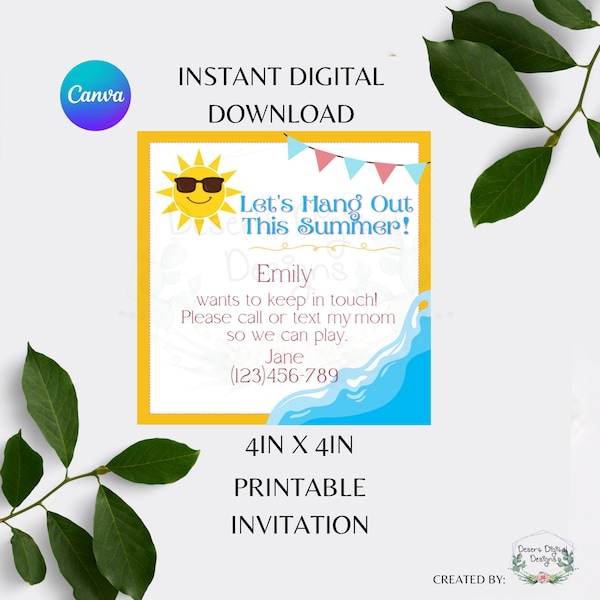 Summer Hangout Card - Etsy